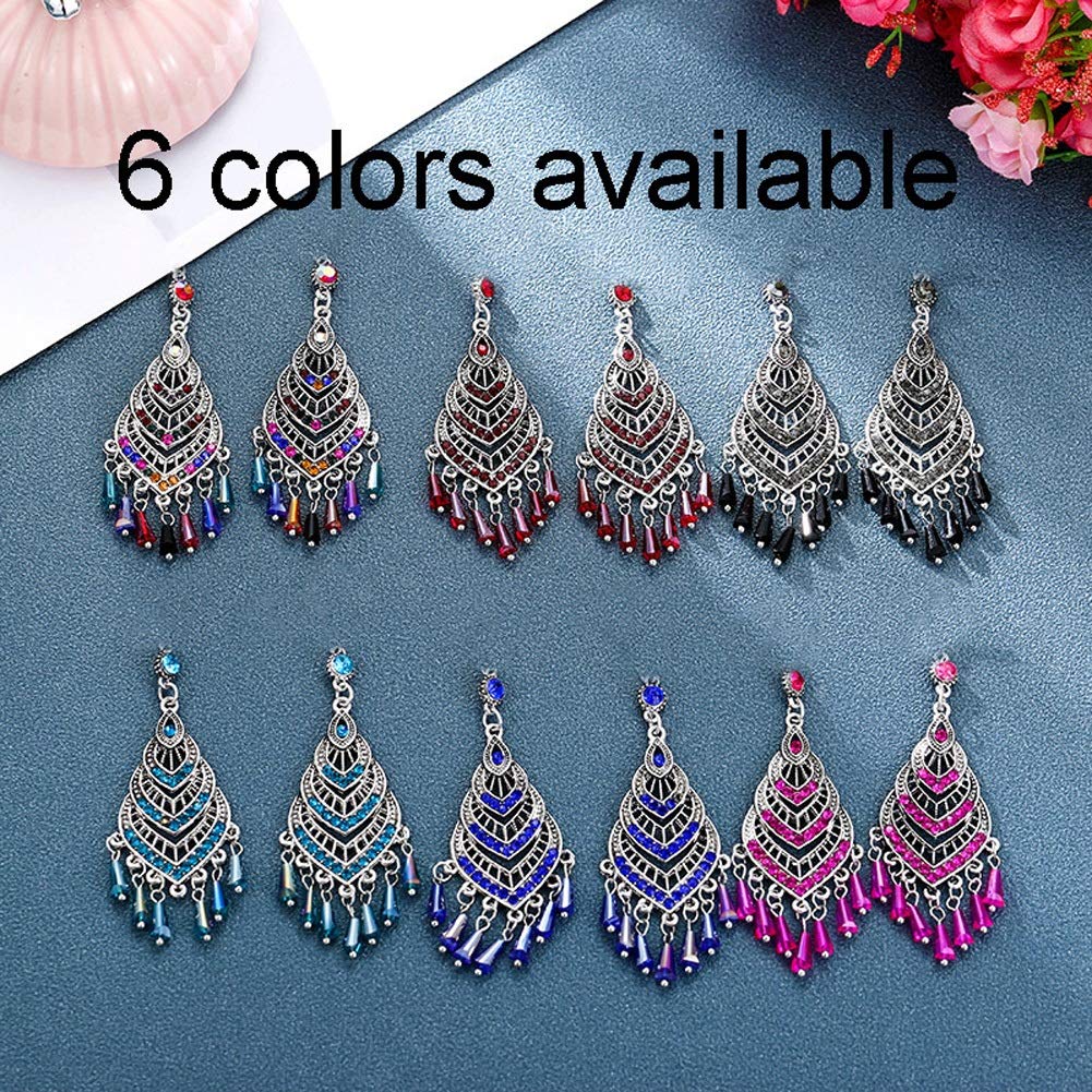 1/2 inch 12mm 316L Surgical Steel Bohemian Multicolor Crystal Tassel Dangle Ear Gauges Piercing Flesh Tunnels Plugs Statement Earrings