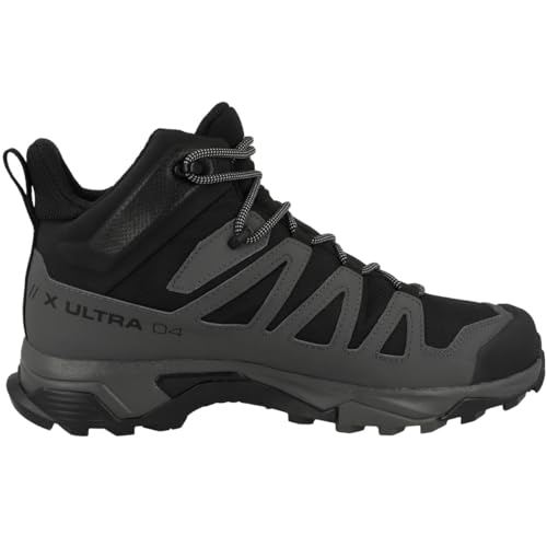 Salomon X Ultra 4 MID Gore-TEX Hiking Boots for Men, Black/Magnet/Pearl Blue, 9