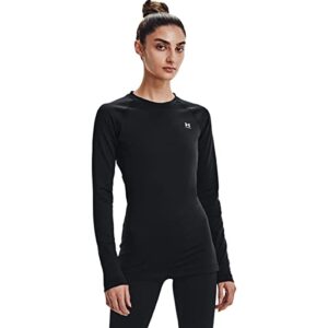 under armour womens authentics long sleeves crew neck t-shirt, black (001)/white, x-large