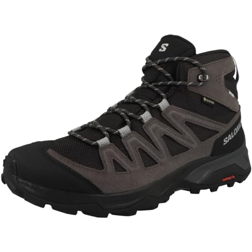 Salomon X Ultra 4 MID Gore-TEX Hiking Boots for Men, Black/Magnet/Pearl Blue, 9