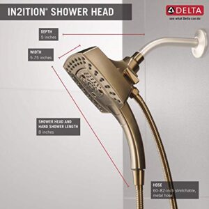 Delta Faucet 5-Setting In2ition 2-in-1 Dual Hand Held Shower Head with Hose, Gold Shower Head Handheld Combo, Magnetic Docking Handheld Shower Head, 2.5 GPM, Champagne Bronze 58474-CZ25