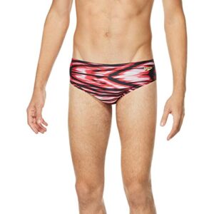 speedo mens swimsuit prolt printed team colors swim briefs, wave speedo red, 32 us