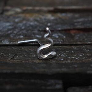 Thailand 18, 20, Gauge Mini Snake sterling silver nose stud/nose screw, Jewelry Nose Stud, Silver Nose ring, Nose Piercing, Body Jewelry (18g Right Screw Silver)