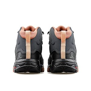 Salomon X Ultra 4 MID Gore-TEX Hiking Boots for Women, Ebony/Mocha Mousse/Almond Cream, 8