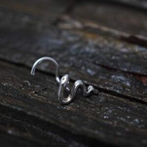 Thailand 18, 20, Gauge Mini Snake sterling silver nose stud/nose screw, Jewelry Nose Stud, Silver Nose ring, Nose Piercing, Body Jewelry (18g Right Screw Silver)