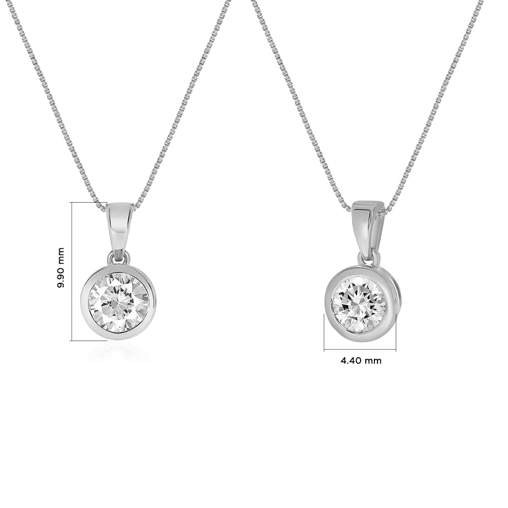 La Joya Sterling Silver Diamond Necklace For Women | Lab Grown 1/6 CT. TW. Bezel Set Single Diamond Necklace | Ideal Gold Plated Solitaire Diamond Necklace for Girls and Teens