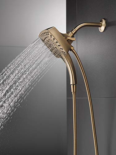 Delta Faucet 5-Setting In2ition 2-in-1 Dual Hand Held Shower Head with Hose, Gold Shower Head Handheld Combo, Magnetic Docking Handheld Shower Head, 2.5 GPM, Champagne Bronze 58474-CZ25