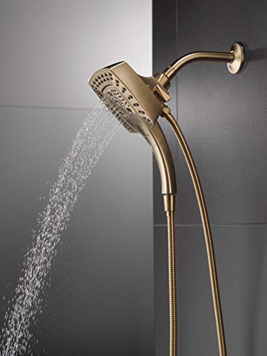 Delta Faucet 5-Setting In2ition 2-in-1 Dual Hand Held Shower Head with Hose, Gold Shower Head Handheld Combo, Magnetic Docking Handheld Shower Head, 2.5 GPM, Champagne Bronze 58474-CZ25