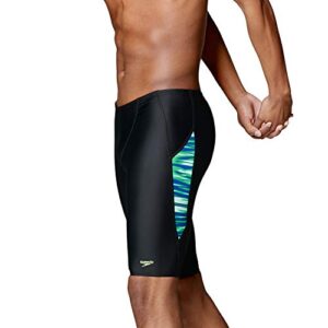 speedo men's standard swimsuit jammer prolt printed team colors, wave blue/green, 30