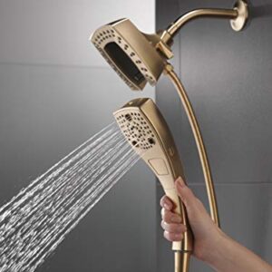 Delta Faucet 5-Setting In2ition 2-in-1 Dual Hand Held Shower Head with Hose, Gold Shower Head Handheld Combo, Magnetic Docking Handheld Shower Head, 2.5 GPM, Champagne Bronze 58474-CZ25