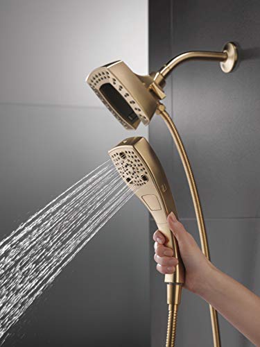 Delta Faucet 5-Setting In2ition 2-in-1 Dual Hand Held Shower Head with Hose, Gold Shower Head Handheld Combo, Magnetic Docking Handheld Shower Head, 2.5 GPM, Champagne Bronze 58474-CZ25