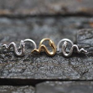 Thailand 18, 20, Gauge Mini Snake sterling silver nose stud/nose screw, Jewelry Nose Stud, Silver Nose ring, Nose Piercing, Body Jewelry (18g Right Screw Silver)