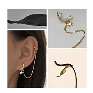 Sither Women Earring with Cuff Chain for Girls Ear Clips Ear Wraps Cuff Earrings Dangle Earrings Helix Cartilage Clip On Christmas Jewelry Gift for Her(1 Piece)