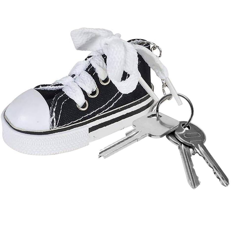 The Dreidel Company Sneaker Keychain, Cloth Material Shoe with Key Chain, Assorted Colors (6-Pack)