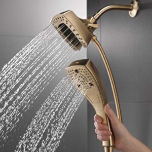 Delta Faucet 5-Setting In2ition 2-in-1 Dual Hand Held Shower Head with Hose, Gold Shower Head Handheld Combo, Magnetic Docking Handheld Shower Head, 2.5 GPM, Champagne Bronze 58474-CZ25