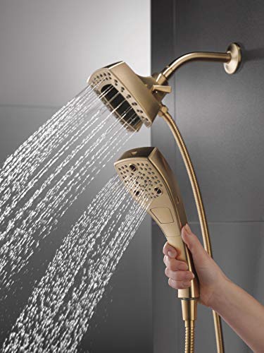 Delta Faucet 5-Setting In2ition 2-in-1 Dual Hand Held Shower Head with Hose, Gold Shower Head Handheld Combo, Magnetic Docking Handheld Shower Head, 2.5 GPM, Champagne Bronze 58474-CZ25