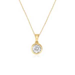 1/2ct diamond pendant necklace for women | certified gh vs/si real 14k yellow gold lab grown bezel set diamond solitaire necklace and chain | ideal gift for girls of all ages