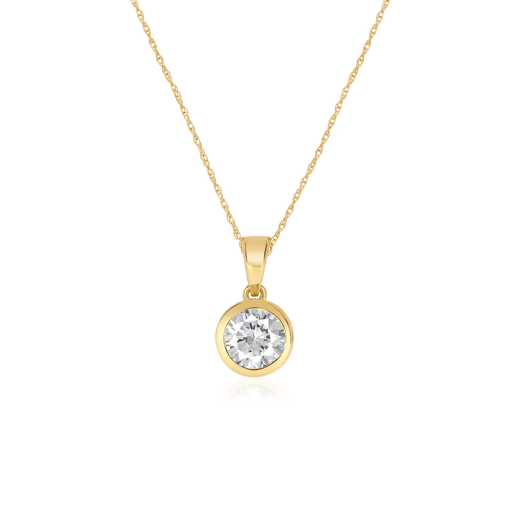 1/2Ct Diamond Pendant Necklace For Women | Certified GH VS/SI Real 14K Yellow Gold Lab Grown Bezel Set Diamond Solitaire Necklace and Chain | Ideal Gift for Girls of all Ages