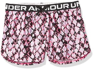 under armour girls play up printed shorts, cerise (653)/white, large