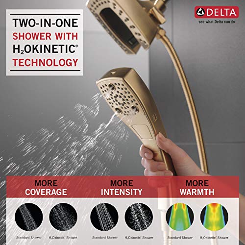 Delta Faucet 5-Setting In2ition 2-in-1 Dual Hand Held Shower Head with Hose, Gold Shower Head Handheld Combo, Magnetic Docking Handheld Shower Head, 2.5 GPM, Champagne Bronze 58474-CZ25