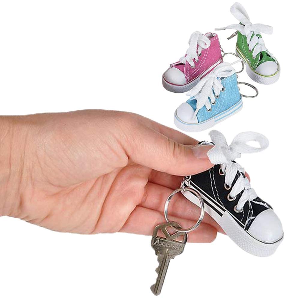 The Dreidel Company Sneaker Keychain, Cloth Material Shoe with Key Chain, Assorted Colors (6-Pack)