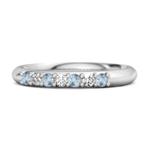 shine jewel multi choice your gemstone 0.40 ctw eternity band 925 sterling silver stackable ring (5, sky blue topaz)