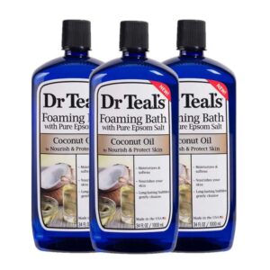 dr. teal's coconut oil foaming bath gift set (3 pack, 34oz ea.) - nourish & protect coconut oil blended with pure epsom salt calms the mind & provides relief from daily aches & pains