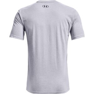 Under Armour Men's Baseball Script T-Shirt, Mod Gray Light Heather (012)/Academy Blue, Large