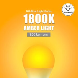 Neporal Amber Light Bulbs 9W, Soft Warm Sleep Light Bulbs 60W Equivalent, Blue Light Blocking Amber Night Light Bulbs 1800K, Bedtime Light Bulb for Healthy Sleep.