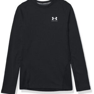 Under Armour Boys' ColdGear Armour Long Sleeve T-Shirt, Black (001)/White, Youth Large