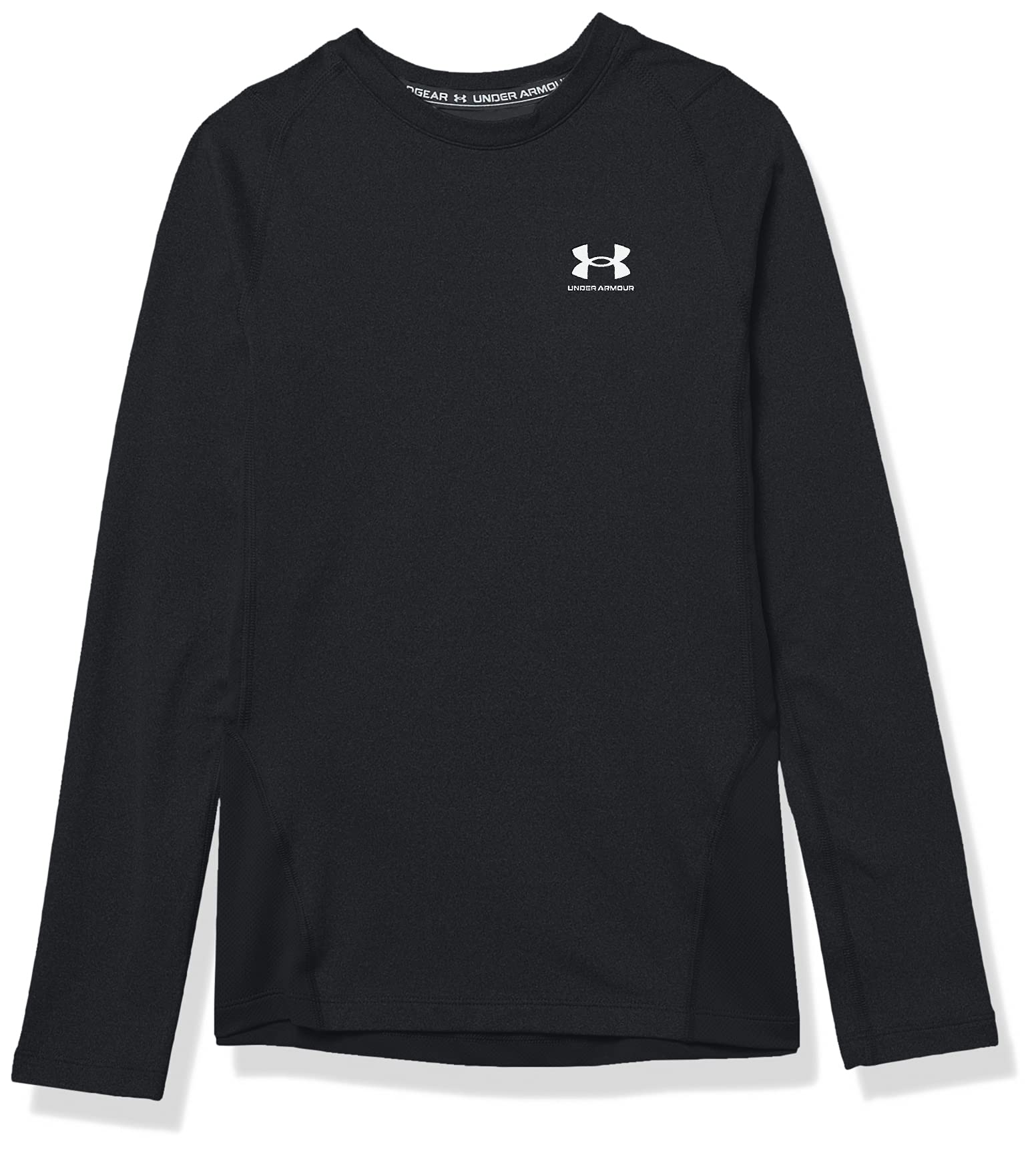 Under Armour Boys' ColdGear Armour Long Sleeve T-Shirt, Black (001)/White, Youth Large