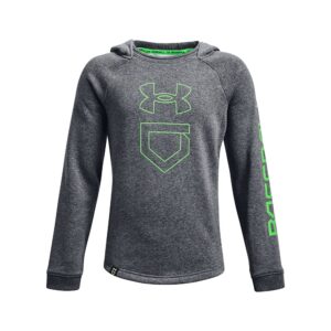 under armour boys' baseball graphic hoodie 21, pitch gray (012)/stadium green, youth medium