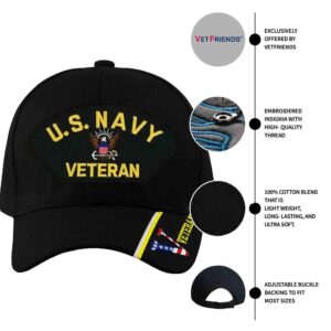 US Navy Veteran Hat w/Eagle Graphic & Veteran on Bill - Black