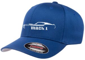 1970 ford mach 1 mustang outline design flexfit 6277 athletic baseball fitted hat cap royal l/xl