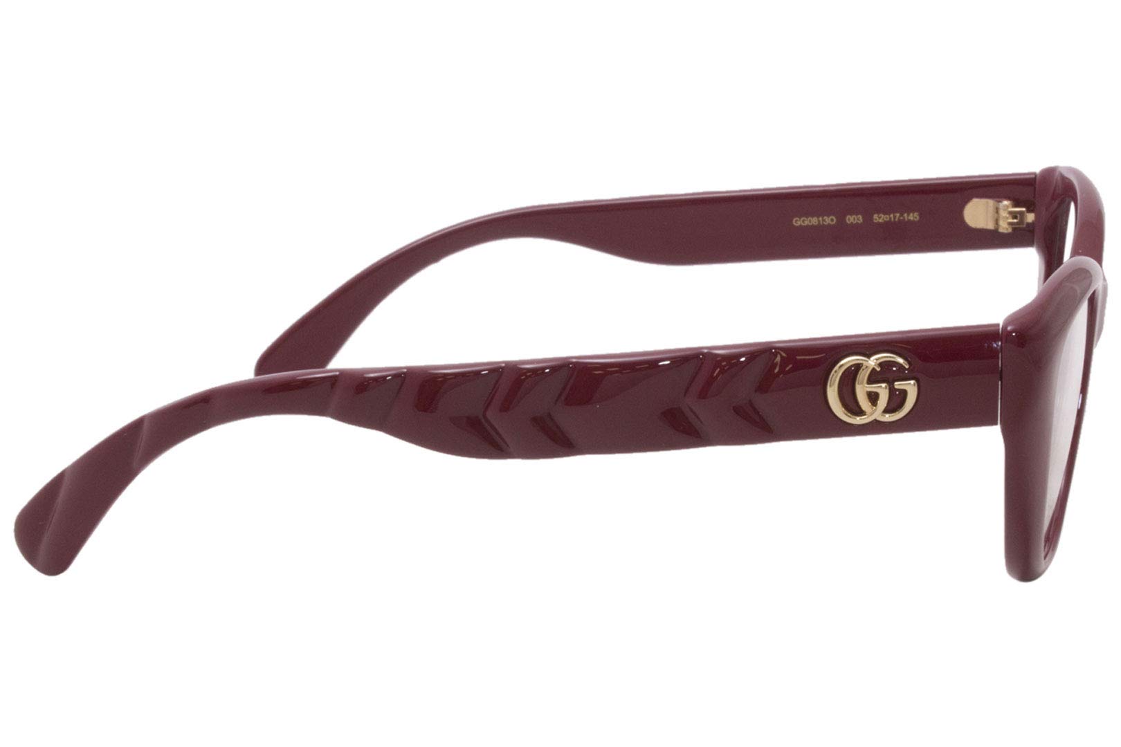 Gucci GG0813O 003 Eyeglasses Women's Burgundy/Gold Full Rim Optical Frame 52mm