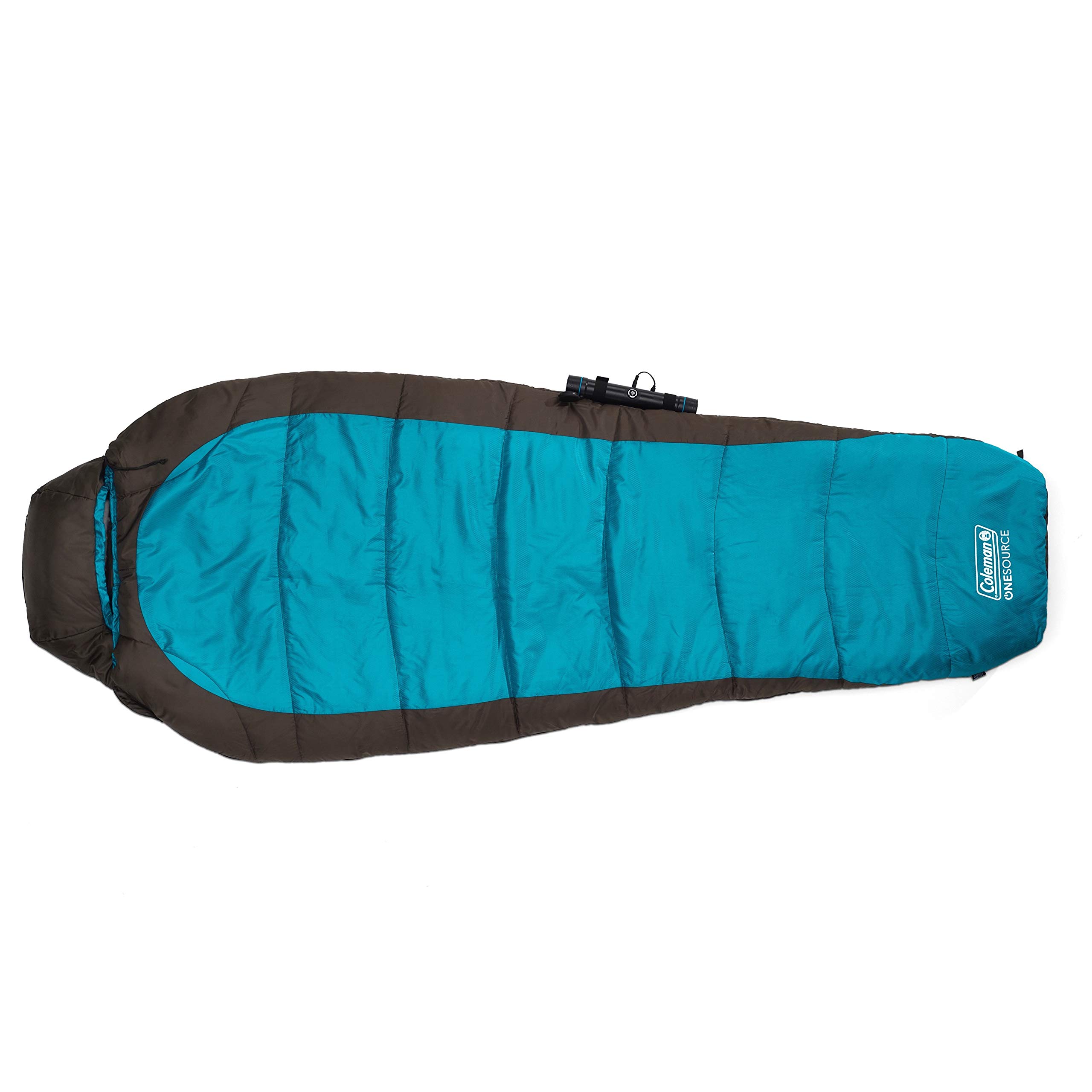 Coleman OneSource Heated Mummy Sleeping Bag and Rechargeable Battery, 4 Adjustable Heat Settings Lasts Up to 4 Hours, Sleeping Bag for Adults with Dual-Port Charging Dock and Included Battery