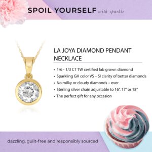 1/2Ct Diamond Pendant Necklace For Women | Certified GH VS/SI Real 14K Yellow Gold Lab Grown Bezel Set Diamond Solitaire Necklace and Chain | Ideal Gift for Girls of all Ages