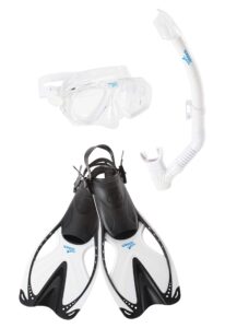 speedo unisex-adult swim snorkel dive mask anti-fog with nose cover adventure series, msf black sioc, large/x-large