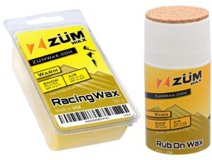 zumwax ski/snowboard/nordic/cross-country racing wax bundle - warm temperature iron on & rub on waxes