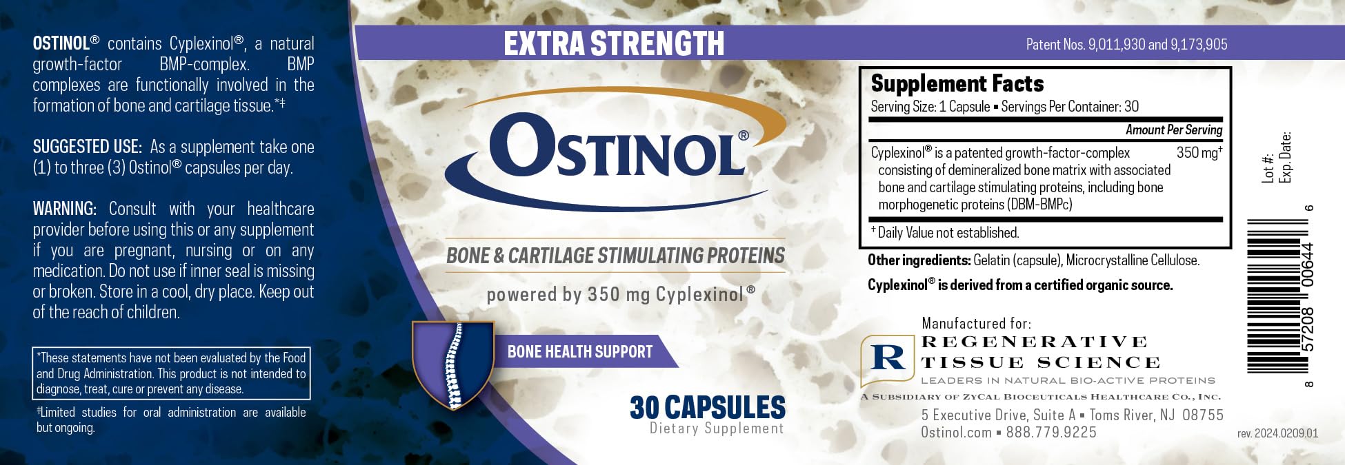 Ostinol Standard 350mg - Bone & Joint Supplement | Stem Cell Activation Certified | Bio Active Protein Complex for Moderate Bone Loss & Moderate Joint Disfunction - 30 Capsules