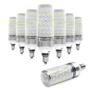 super bright e12 led corn bulbs, 16w 1500lm bulbs, daylight white 6000k lights, cri80+, 120w incandescent bulb equivalent, e12 base non-dimmable led lamp, pack of 8