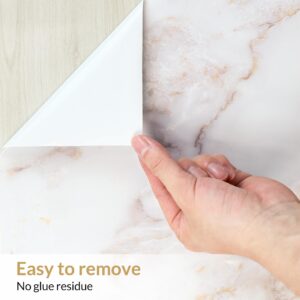 Homein Marble Contact Paper, Peel and Stick Countertops Wallpaper Waterproof Self Adhesive Wall Paper Roll for Cabinets Drawers Kitchen Old Furniture, Modern Matt White/Gold (17.5"x118")