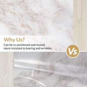 Homein Marble Contact Paper, Peel and Stick Countertops Wallpaper Waterproof Self Adhesive Wall Paper Roll for Cabinets Drawers Kitchen Old Furniture, Modern Matt White/Gold (17.5"x118")