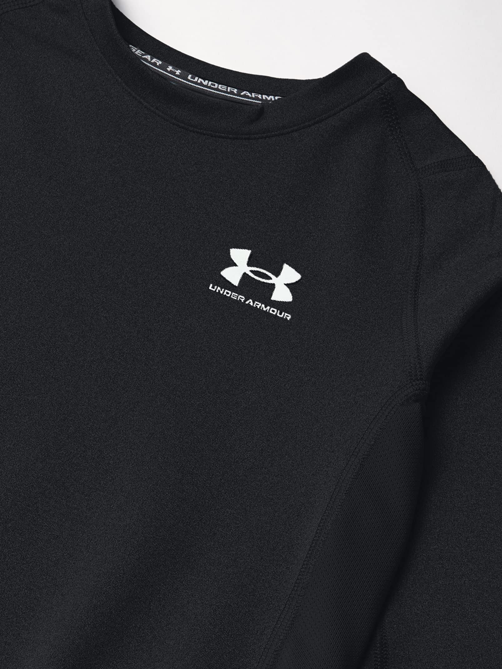 Under Armour Boys' ColdGear Armour Long Sleeve T-Shirt, Black (001)/White, Youth Large