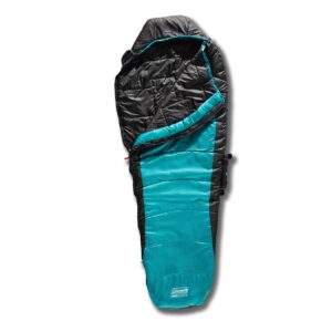 coleman onesource heated mummy sleeping bag and rechargeable battery, 4 adjustable heat settings lasts up to 4 hours, sleeping bag for adults with dual-port charging dock and included battery