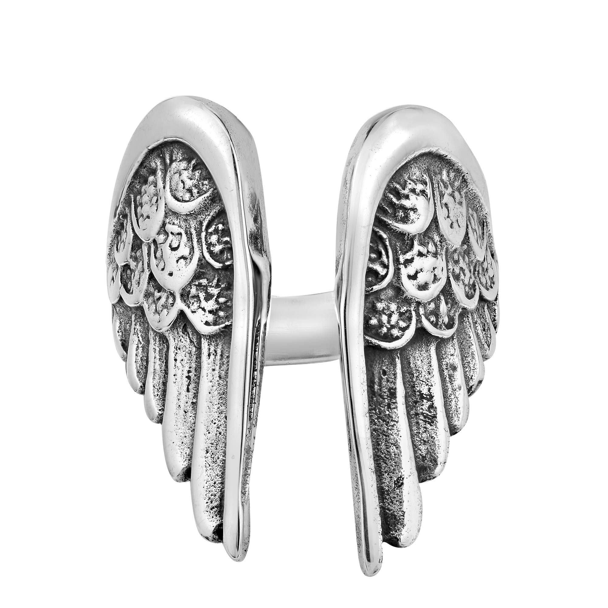 AeraVida Heavenly Wings of .925 Sterling Silver Open-Ended Ring Size 8 for Birds or Flight Inspired Fashion Accessories with Guardian Angel Vibes