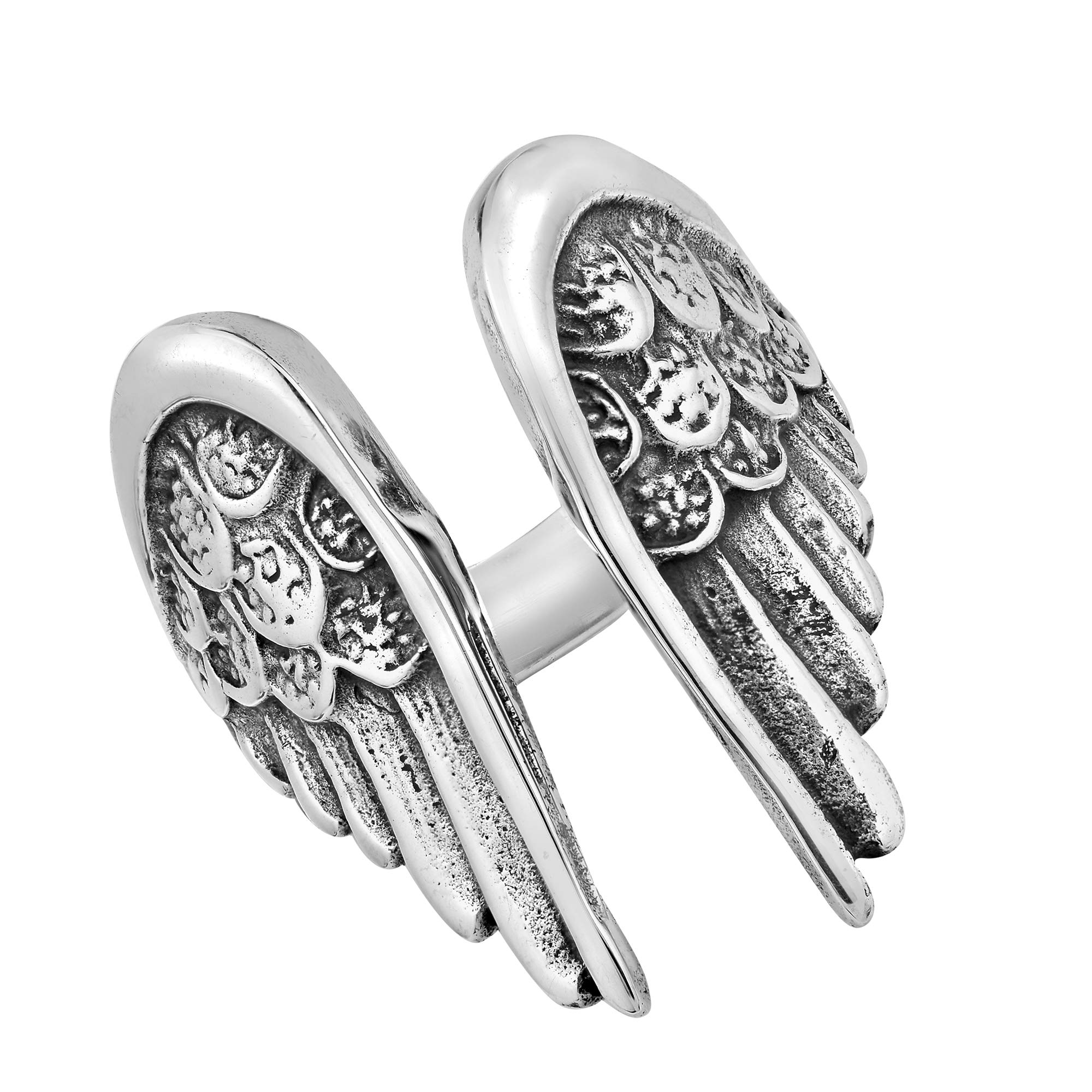 AeraVida Heavenly Wings of .925 Sterling Silver Open-Ended Ring Size 8 for Birds or Flight Inspired Fashion Accessories with Guardian Angel Vibes