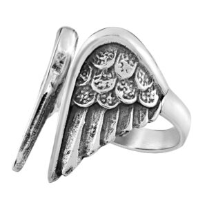 AeraVida Heavenly Wings of .925 Sterling Silver Open-Ended Ring Size 8 for Birds or Flight Inspired Fashion Accessories with Guardian Angel Vibes