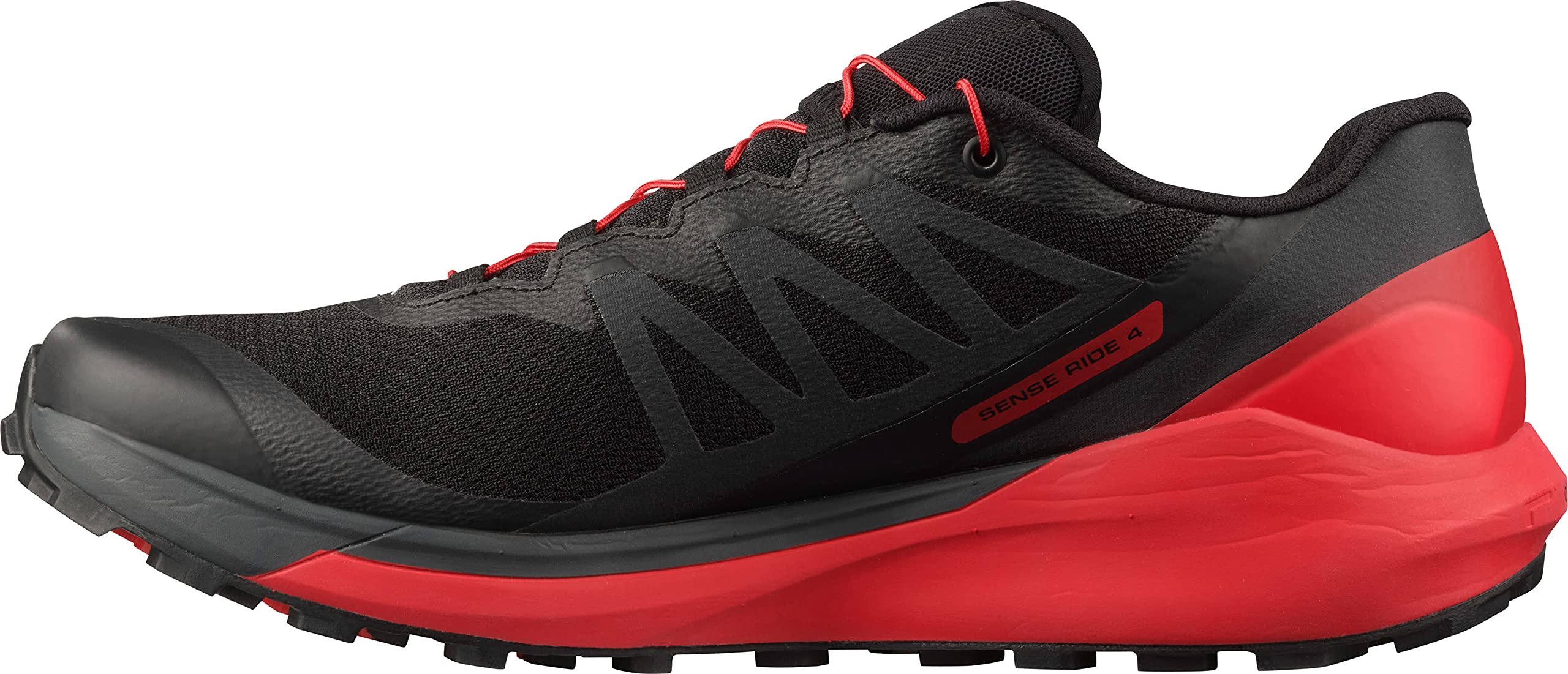 Salomon Sense Ride 4 Trail Running Shoes for Men, Black/Goji Berry/Phantom, 11.5