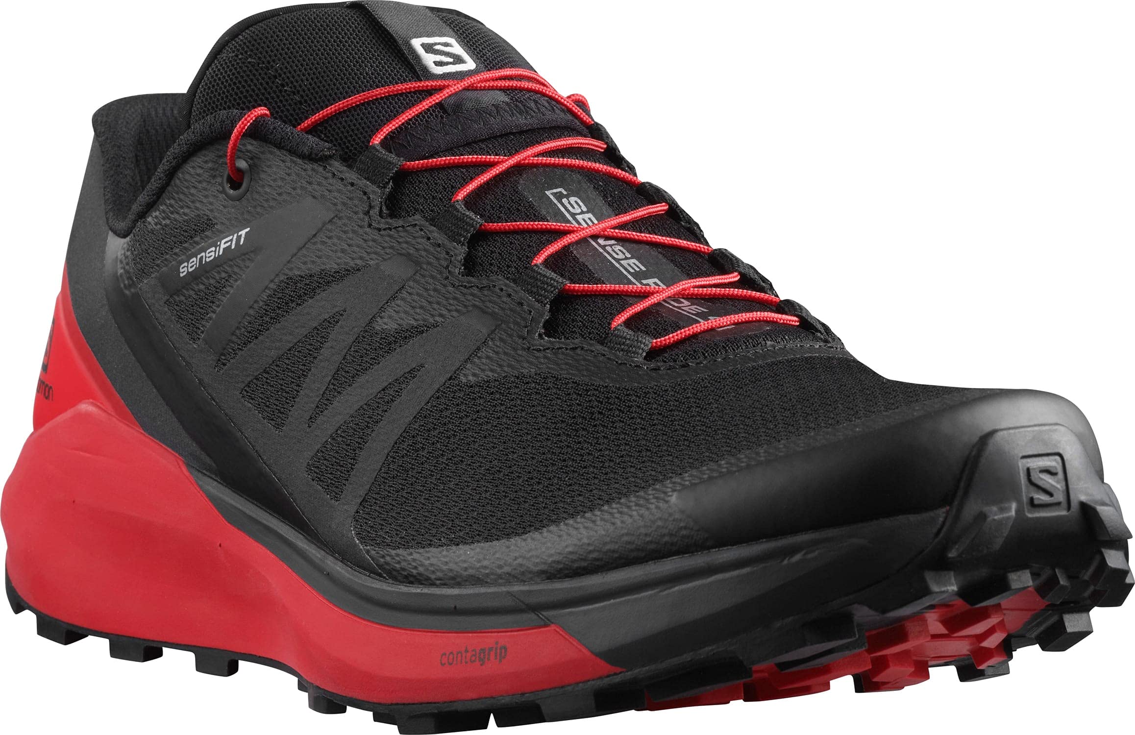 Salomon Sense Ride 4 Trail Running Shoes for Men, Black/Goji Berry/Phantom, 11.5